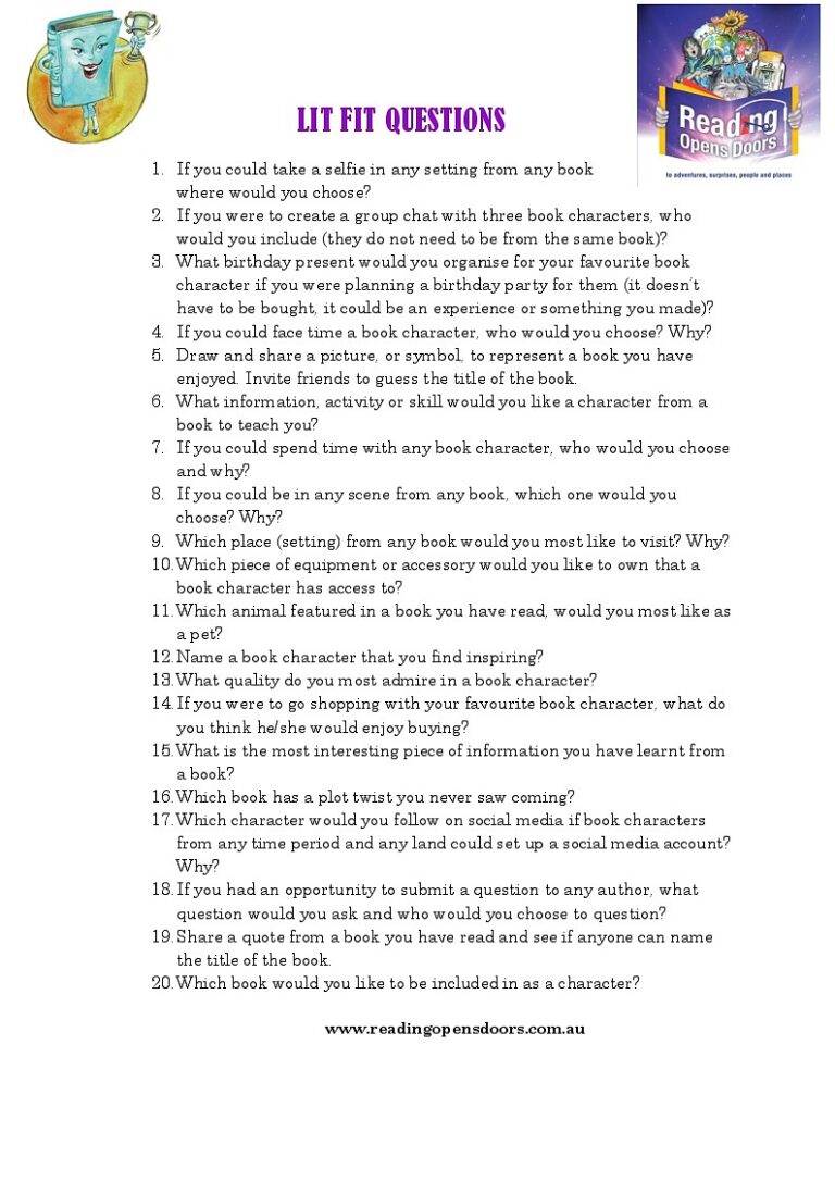 Lit Fit Questions - Blog - Reading Opens Doors
